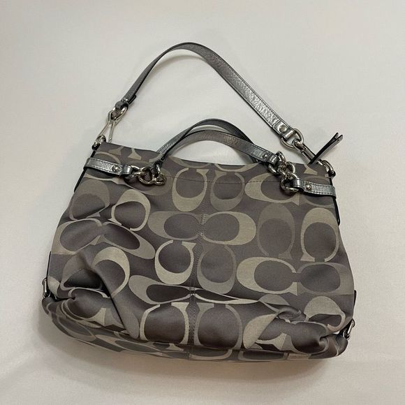 Coach | Bags | Coach Brooke Taupe Gray Signature Sateen Leather Large ...